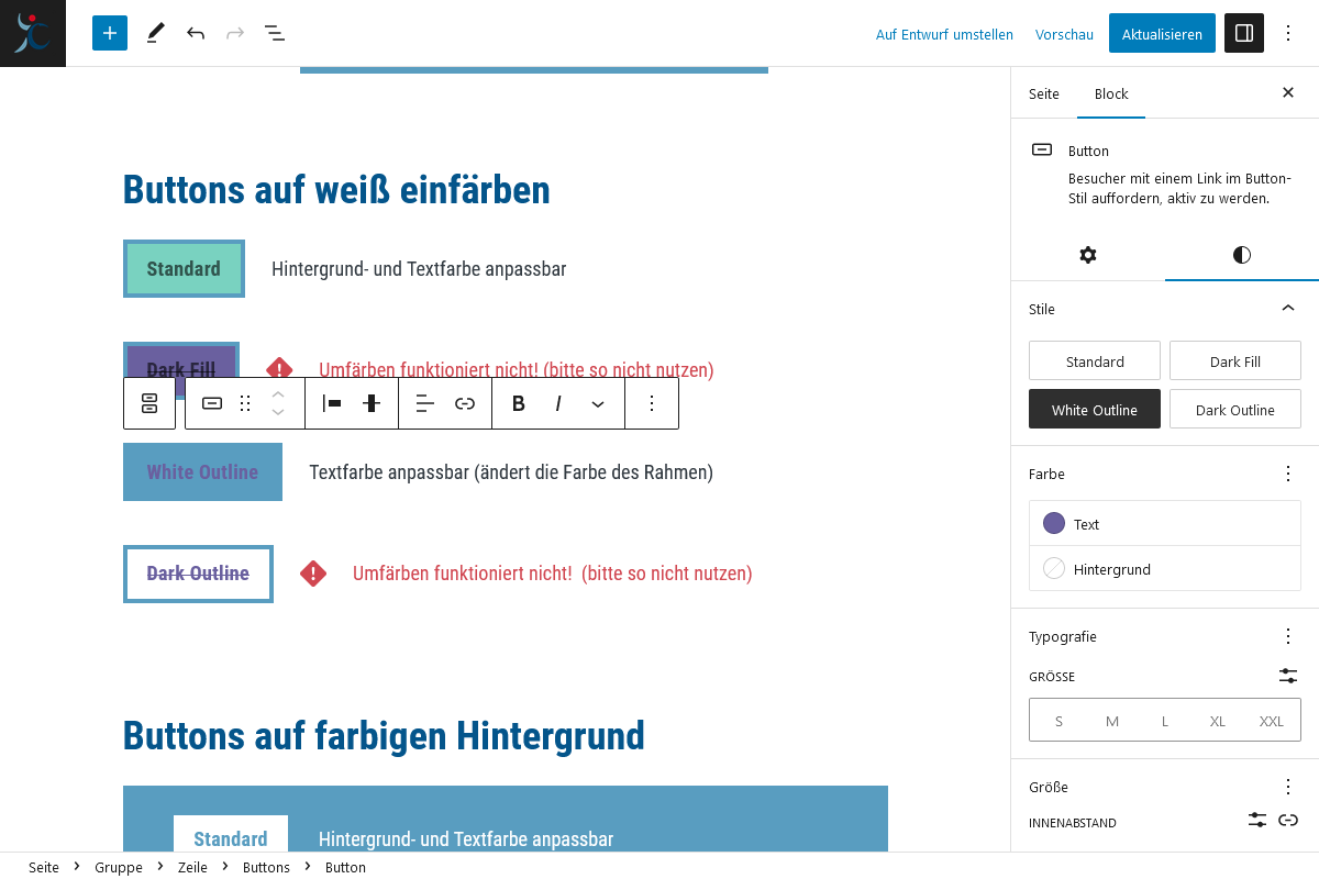 Webseiten-Styleguide: Buttons – Netzwerk für Demokratie und Courage